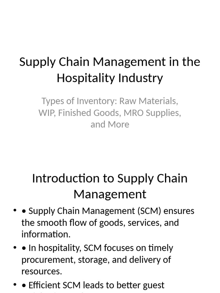 Supply Chain Management Hospitality | PDF