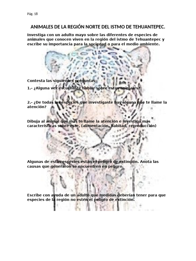 Animales de La Región Norte Del Istmo de Tehuantepec | PDF