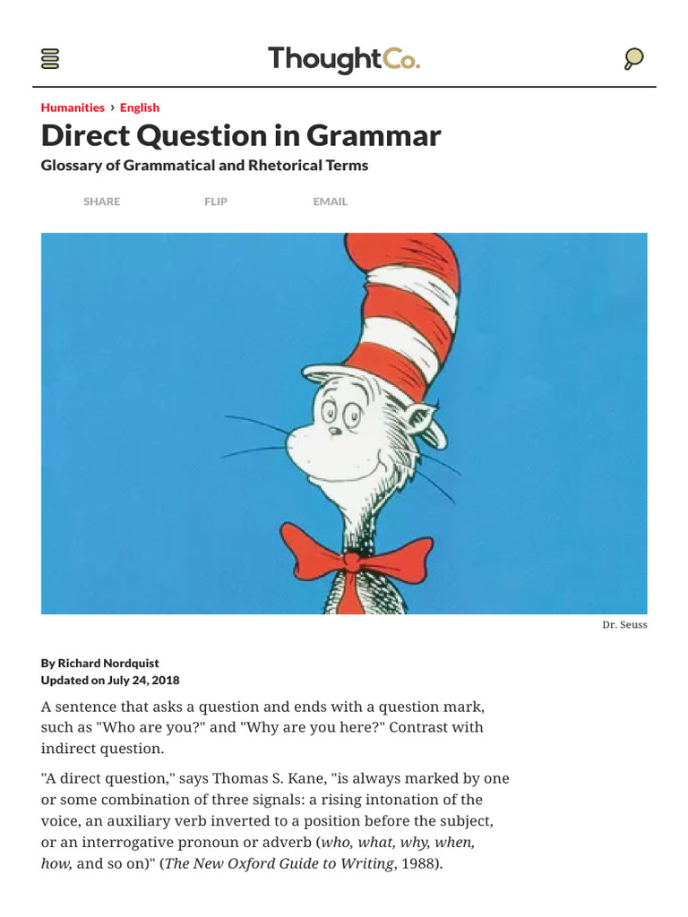 Direct Question Definition and Examples in English | PDF | Question ...