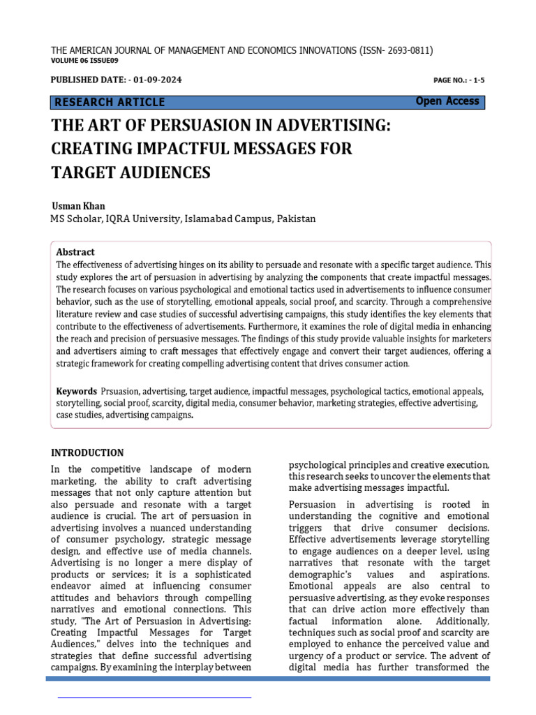 1 1-5 The+art+of+persuasion | PDF | Advertising | Target Audience