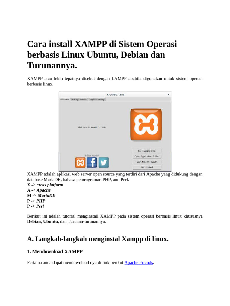 Cara Install XAMPP Di Sistem Operasi Berbasis Linux Ubuntu | PDF