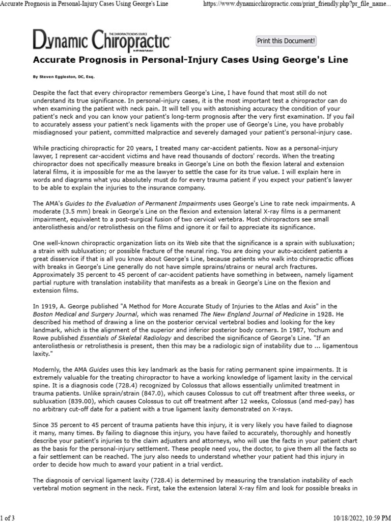Accurate Prognosis in Personal-Injury Cases Using George's Line | PDF ...