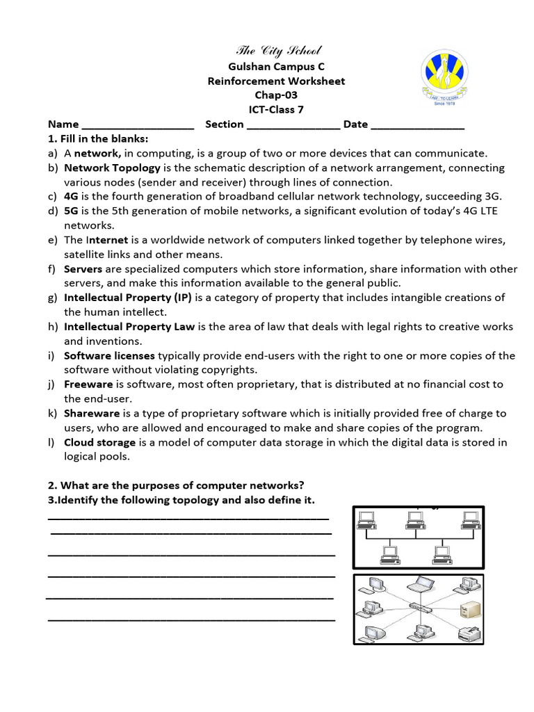 Class 7 - chap 3 worksheet | PDF | Computer Network | Intellectual Property