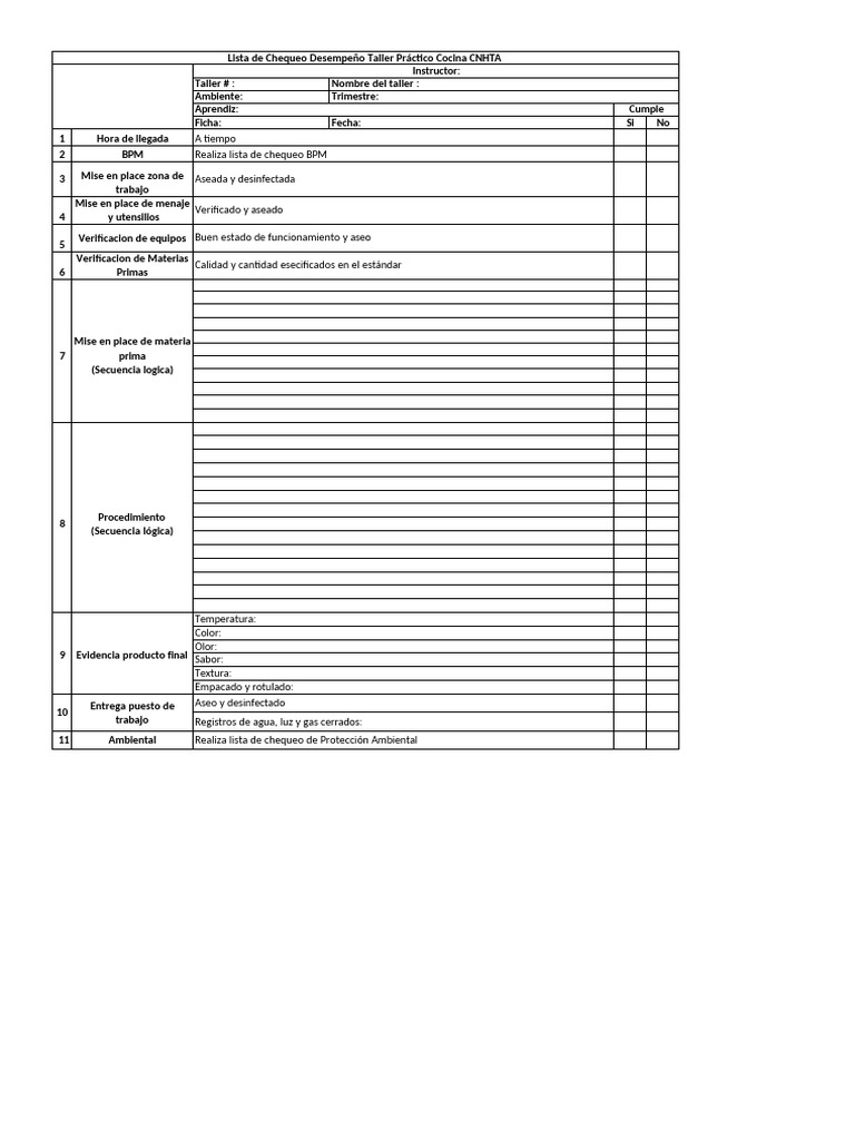 Lista Chequeo Gaston | PDF