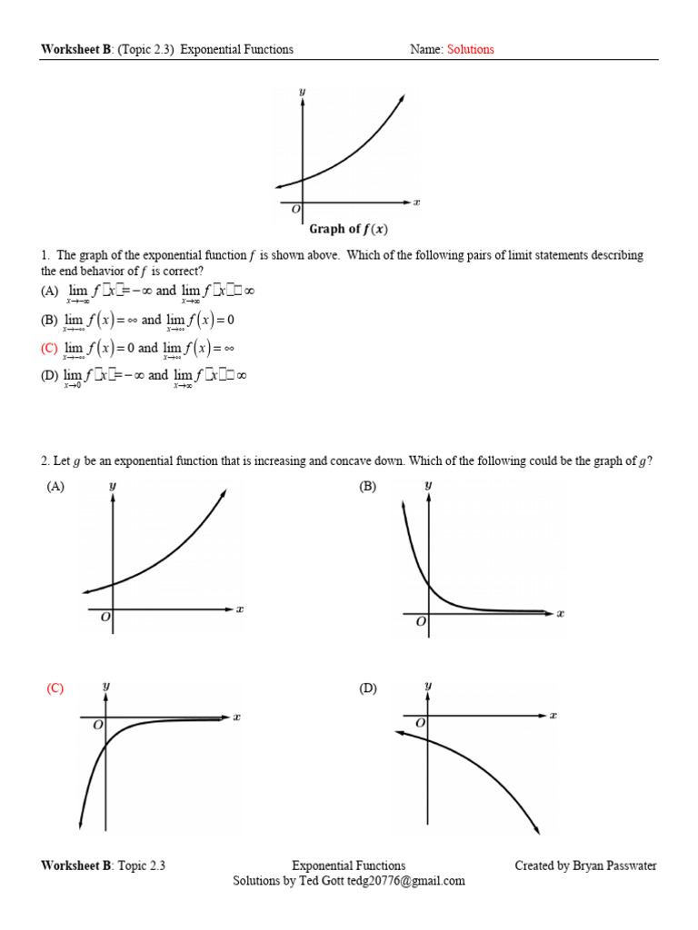 Worksheet B Key Topic 2.3 Exponential Functions | PDF | Mathematical ...
