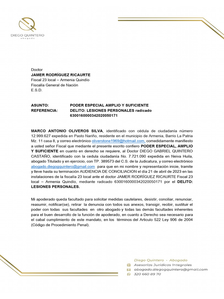 Marco Antonio - Poder Especial Amplio y Suficiente | PDF