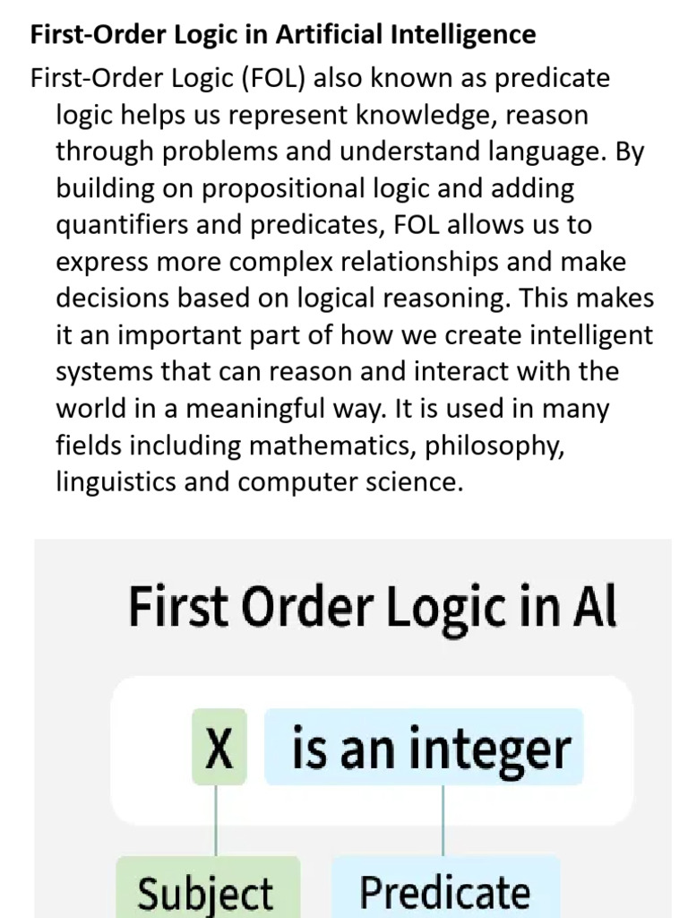 Artificial Intelligence Unit 3 | PDF | First Order Logic | Logic