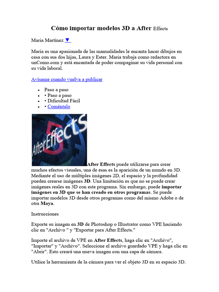 Importar Modelos 3D en After Effects | PDF | Formato de imagen sin ...