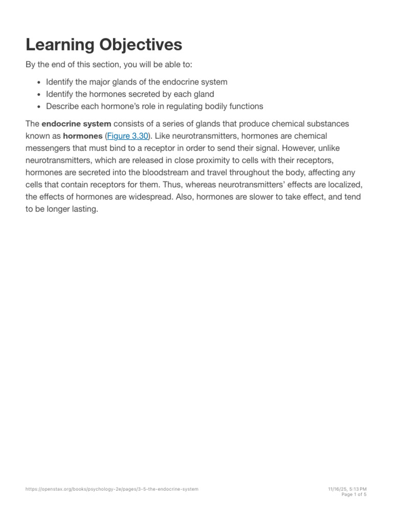 3.5 The Endocrine System - Psychology 2e - OpenStax | PDF | Hormone ...