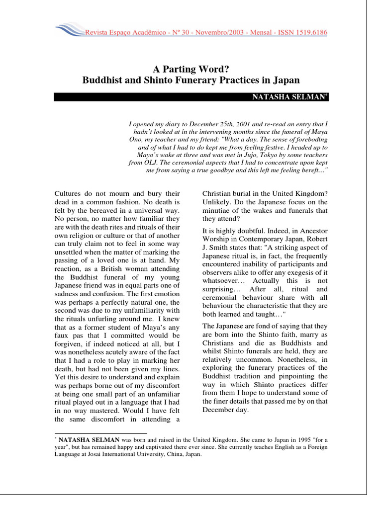 Buddhist and Shinto Funerary Practices in Japan | PDF | Funeral | Shinto