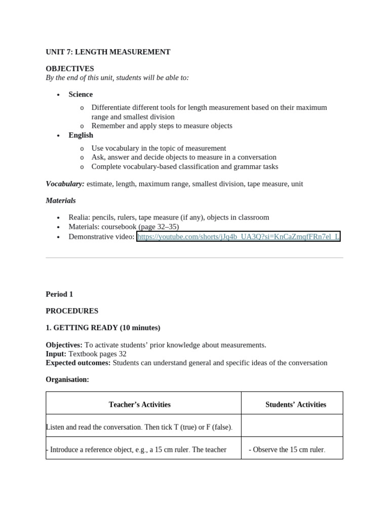 KHBD_UNIT7 | PDF | Measurement | Teachers
