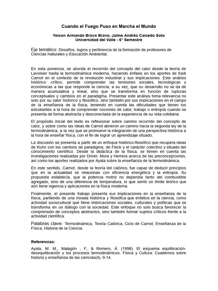 Cuando El Fuego Puso en Marcha El Mundo | PDF | Termodinámica | Paradigma
