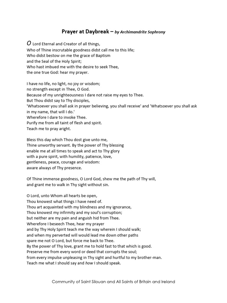 Prayer at Daybreak | PDF | Thou | Ten Commandments