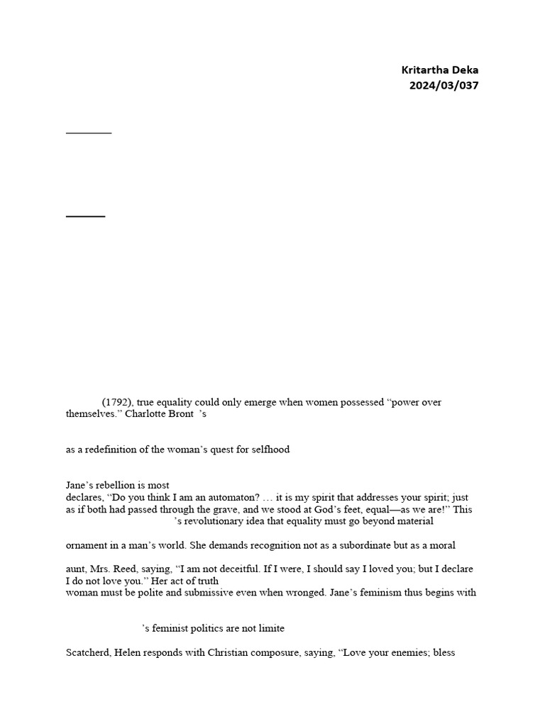 Jane Eyre Assignment | PDF | Jane Eyre | Feminism