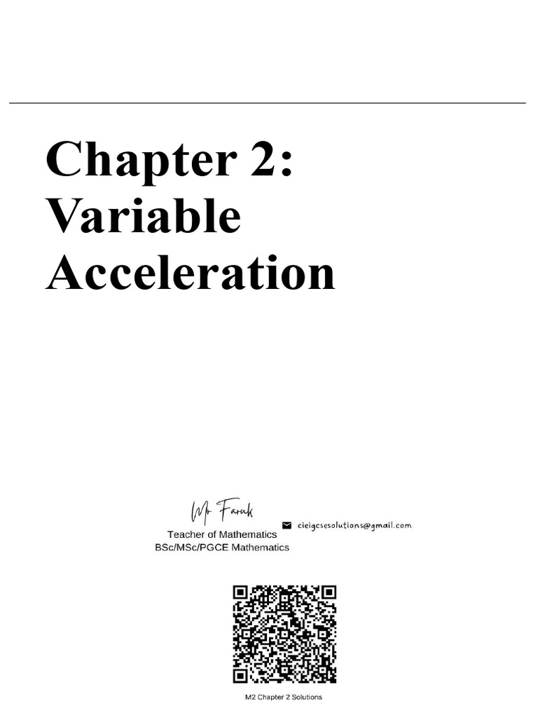 m2 Chapter 2 Variable Acceleration | PDF | Acceleration | Force