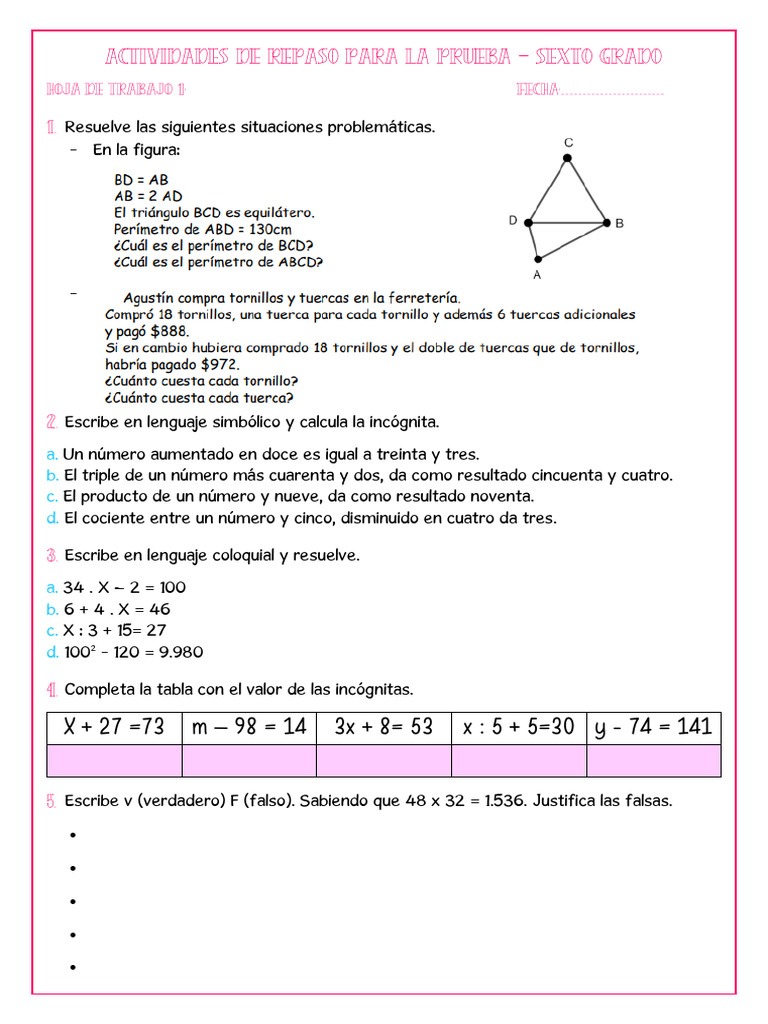 2.cartilla de Repaso Segundo Trimestre 6to | PDF