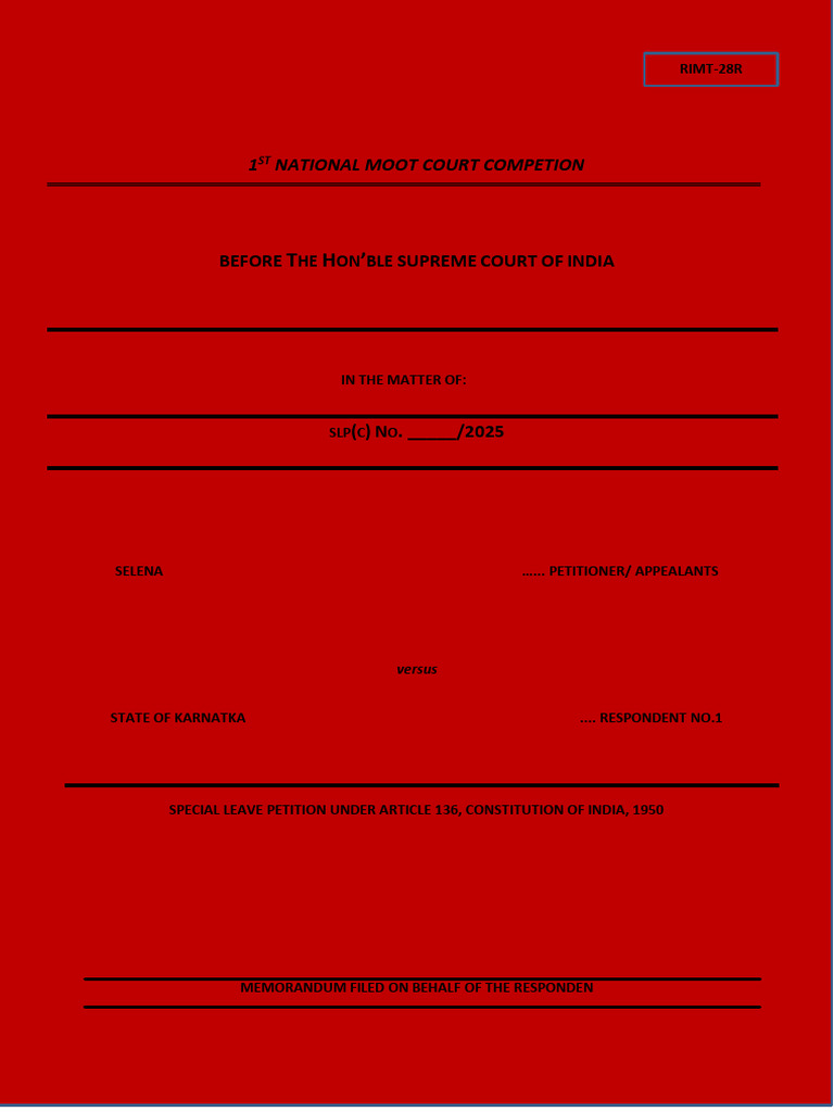 Moot Memorial Made by College Students | PDF | Marriage | Psychological ...