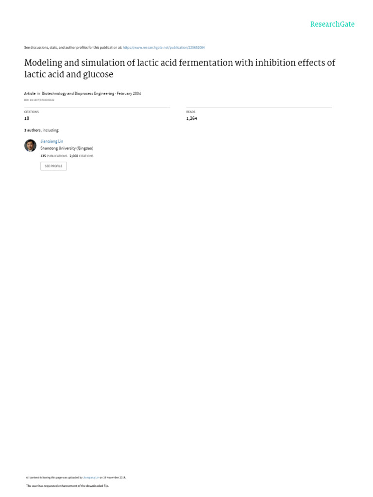 2004-Modeling and Simulation of Lactic Acid Fermentation With ...
