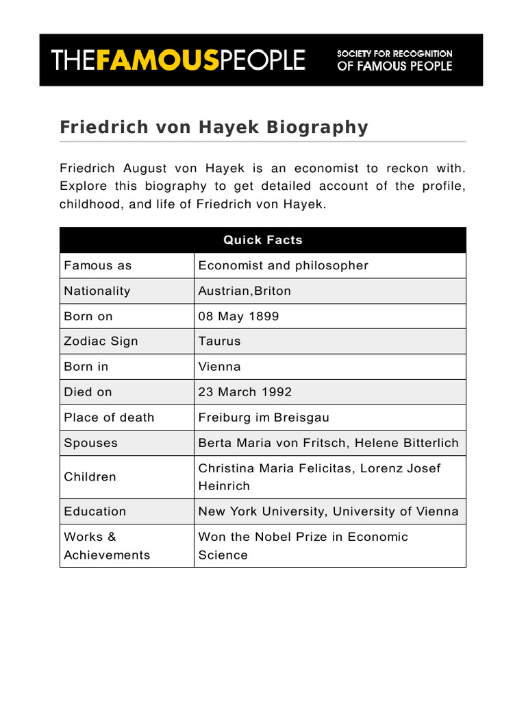 Friedrich Von Hayek | PDF | Friedrich Hayek | John Maynard Keynes