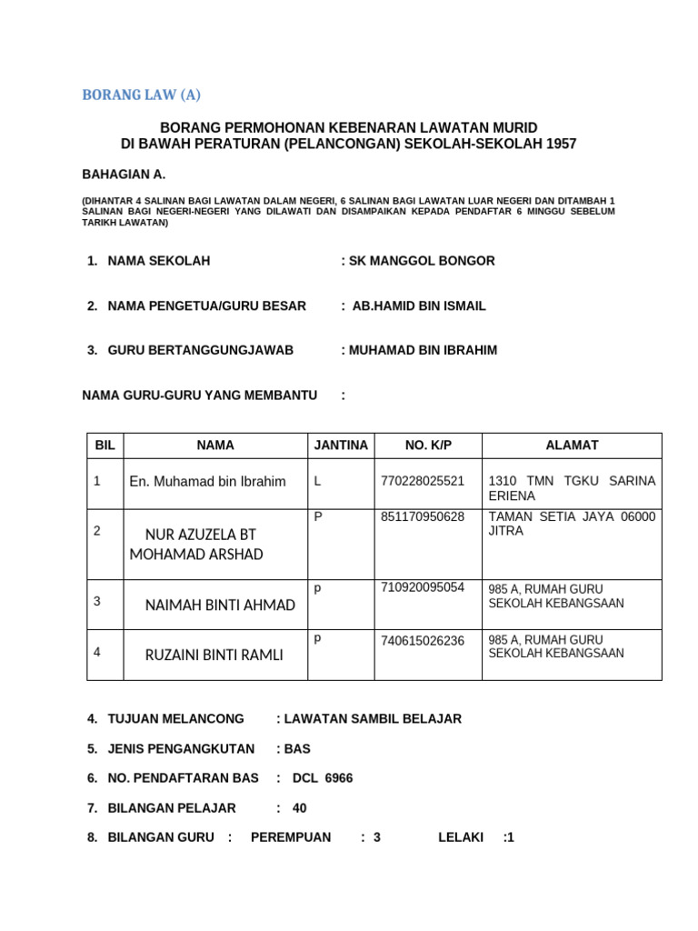Borang LAW (A)18 | PDF
