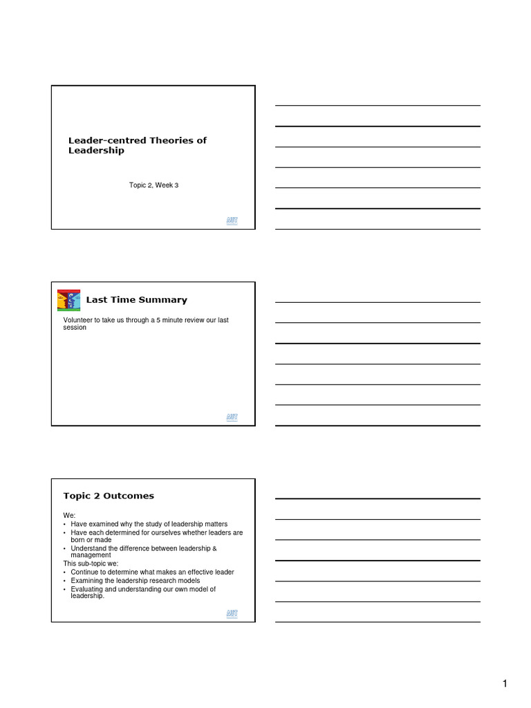 Leader-Centered Leadership Theories Overview | PDF | Leadership ...