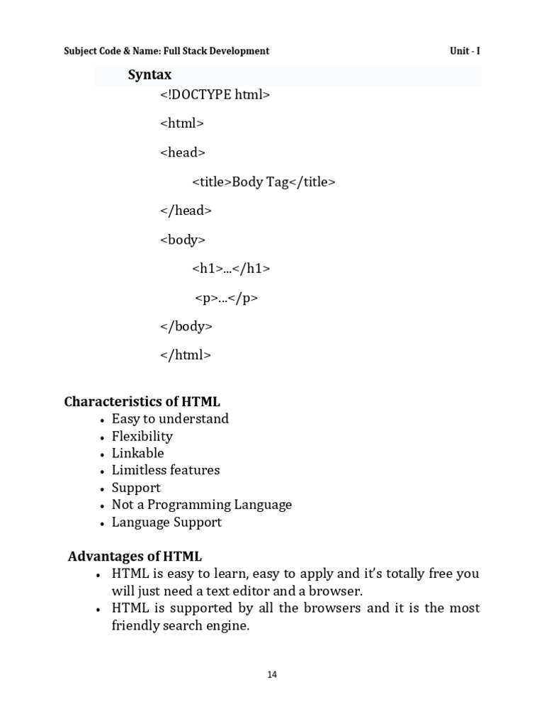 UNIT-1 FSD | PDF | Version Control | Html