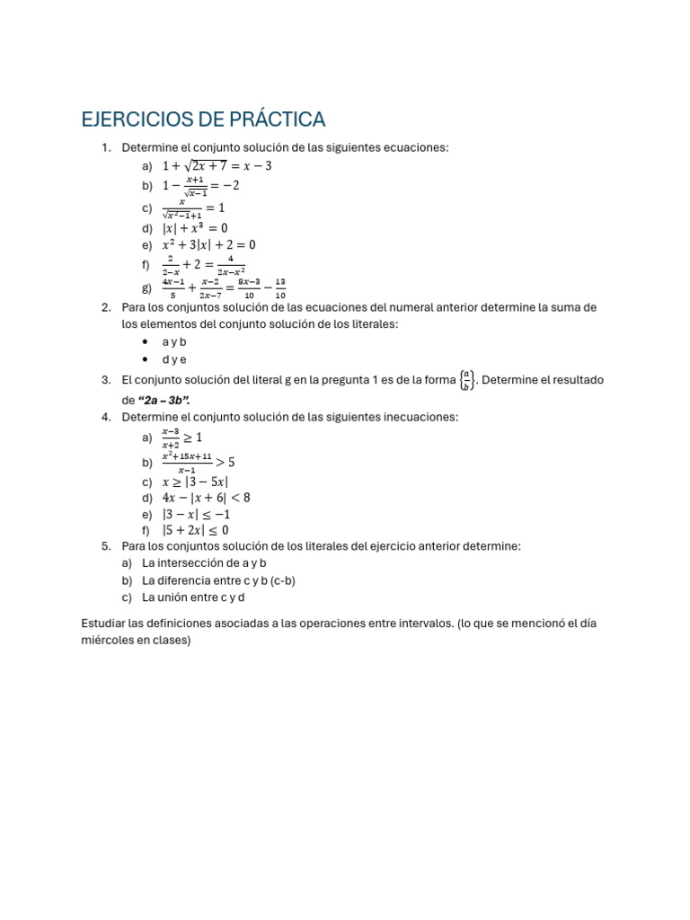 Ejercicios de Práctica Exam 2do Trimestre | PDF