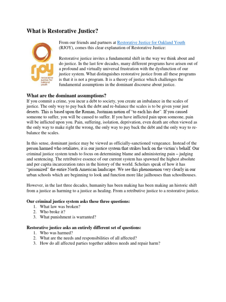 What Is Restorative Justice | PDF | Restorative Justice | Justice