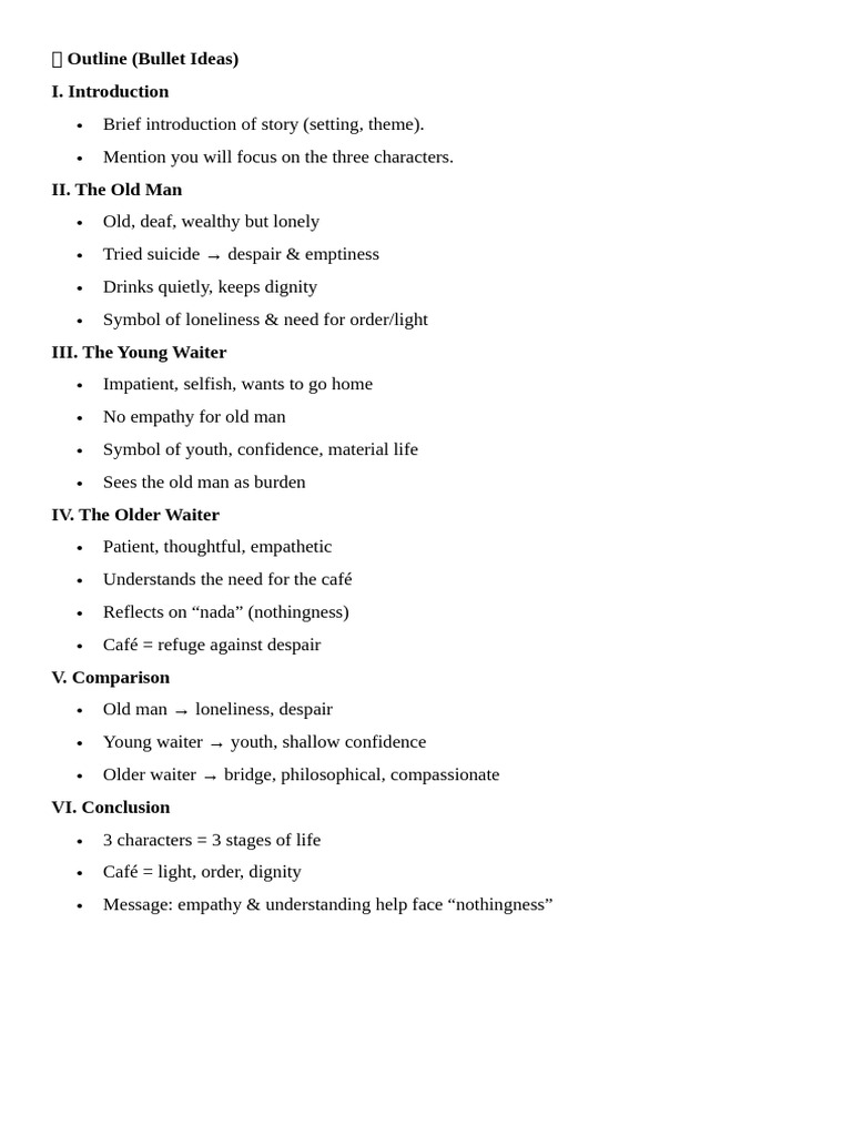 Script Presentation A Clean, Well-Lighted Place | PDF | Loneliness