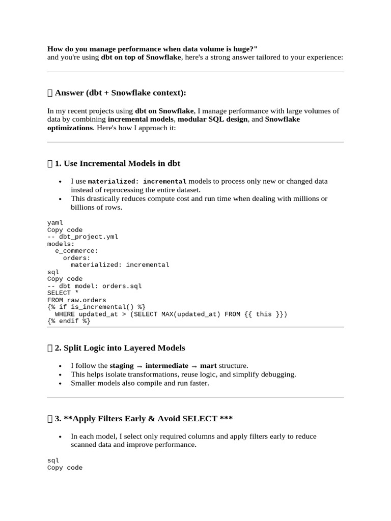 DBT Performance & Cost Optimisation | PDF | Sql | Information Technology