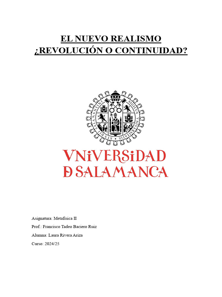 El Nuevo Realismo. Laura Rivera Ariza.docx | PDF | Realismo filosófico | Esencia