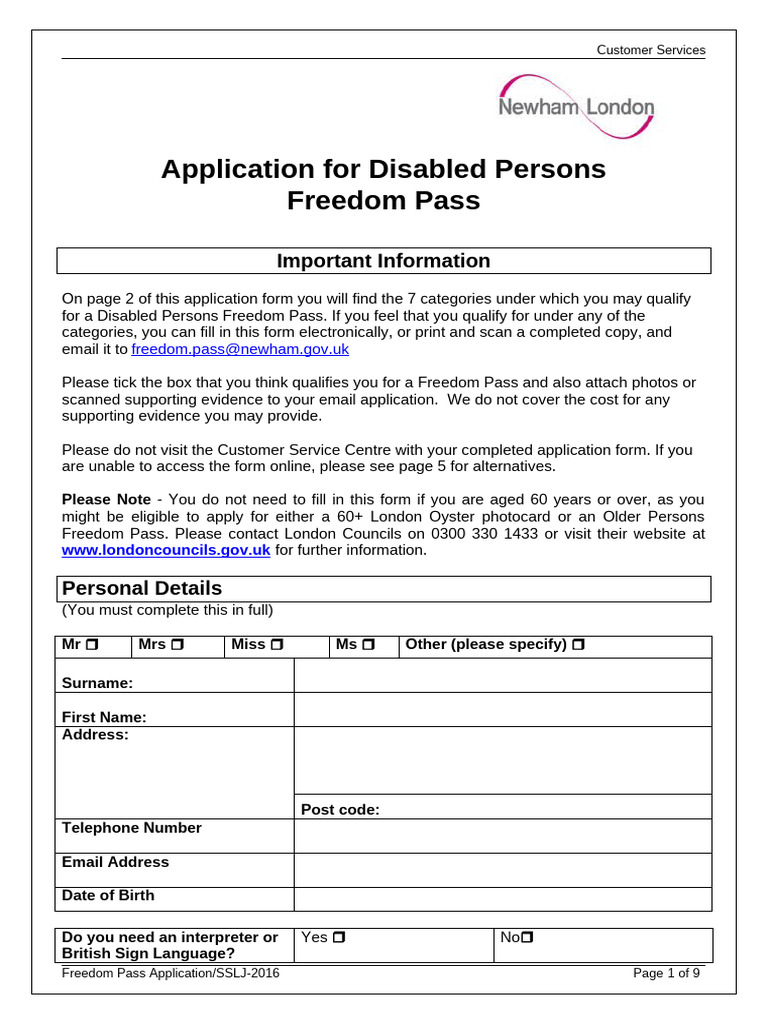 Disabled Freedom Pass Application | PDF | Information Security