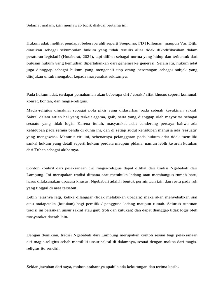 Hukum Adat dan Tradisi Ngebabali Lampung | PDF