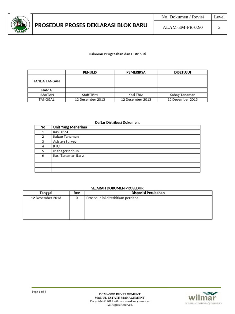 Pr-02 Sop Proses Deklarasi Blok Baru | PDF