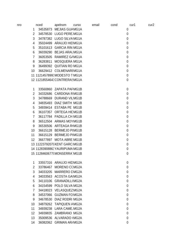 Student Course Enrollment List | PDF