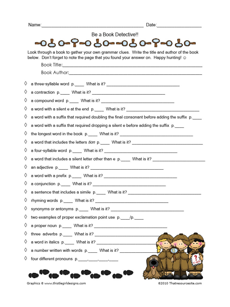 Book Detective Grammar Activity | PDF