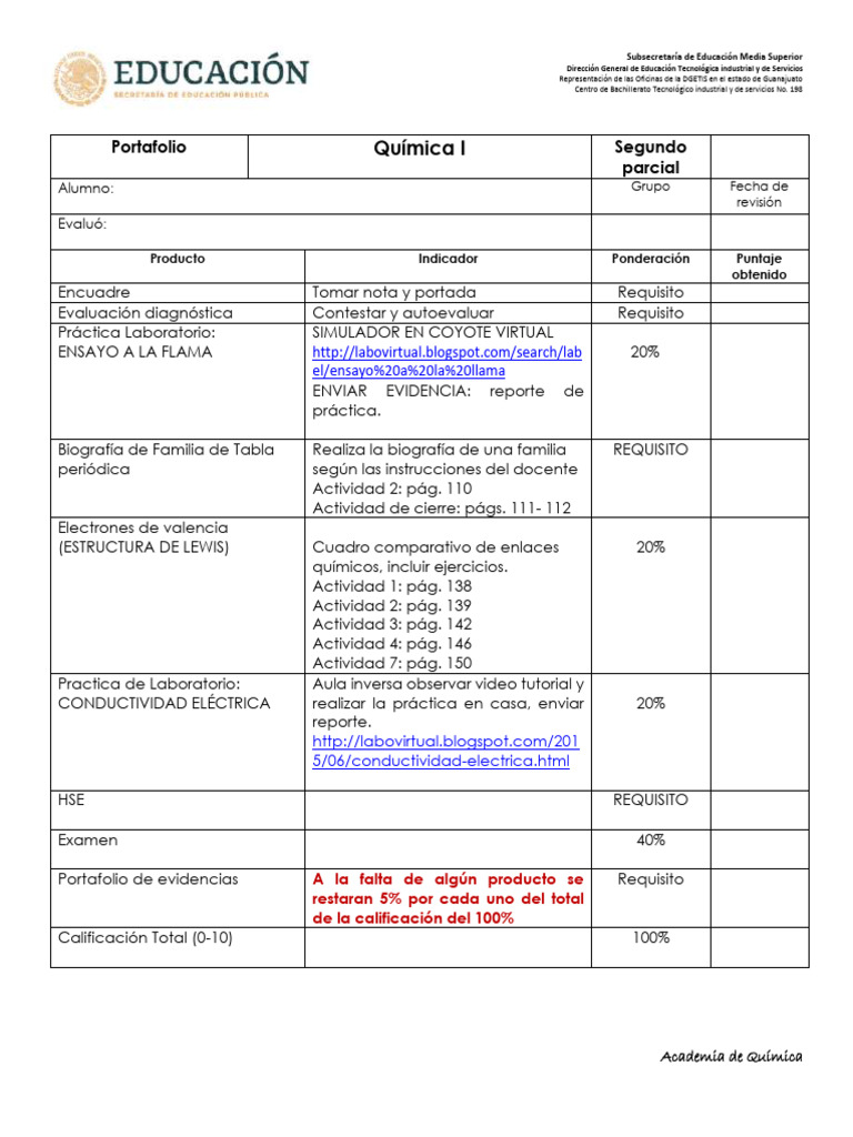 Portafolio Segundo Parcial | PDF | Laboratorios | Química