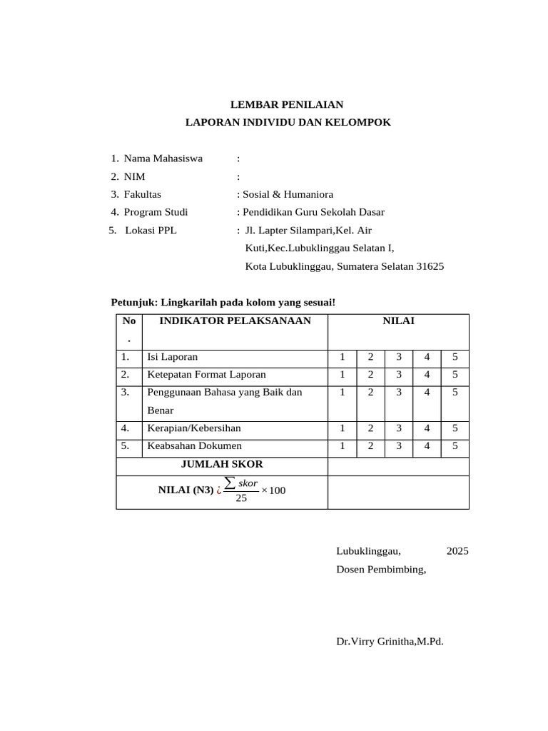 l.5 Penilaian Laporan Individu Dan Kelompok (Winda.a) | PDF