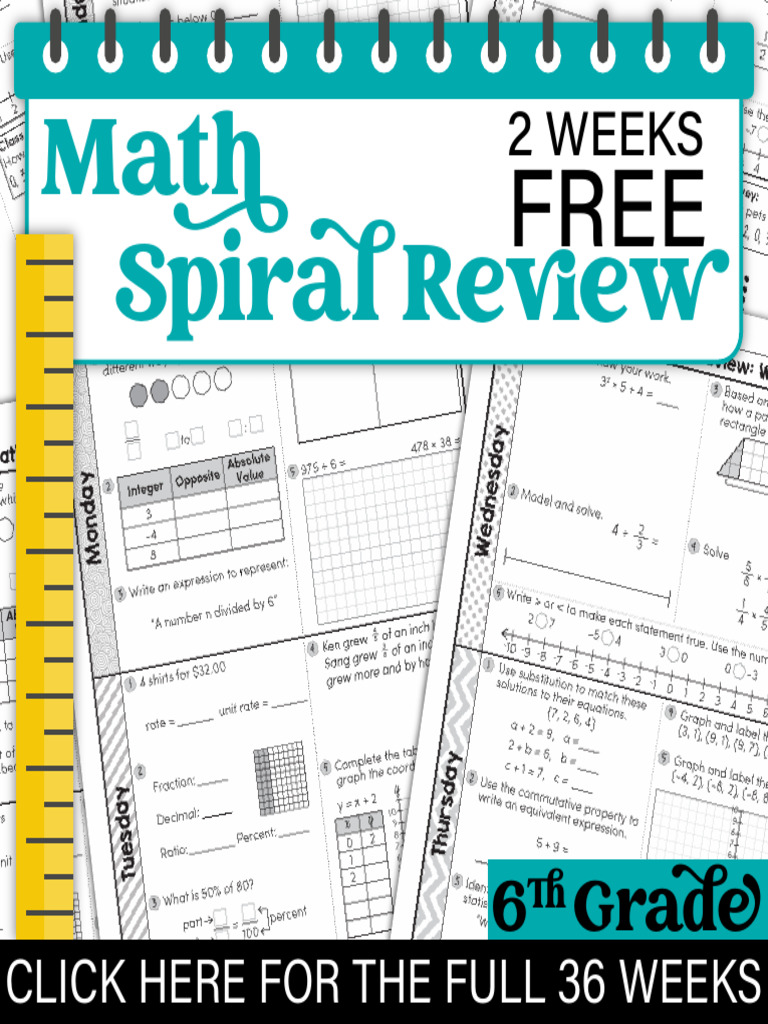 6th Grade Math Spiral Review Resource | PDF | Numbers | Integer