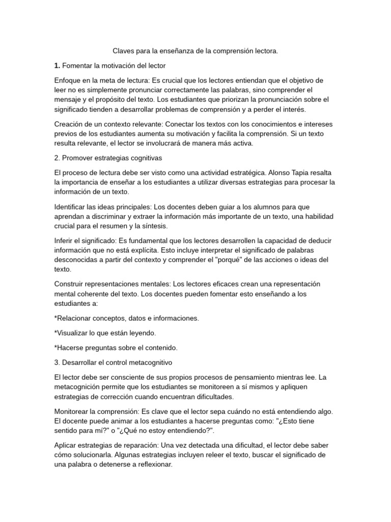Estrategias para mejorar la comprensión lectora | PDF | Comprensión ...