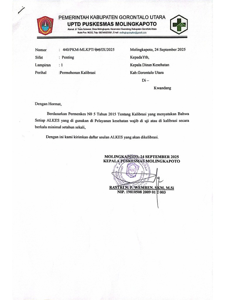 Kalibrasi Alkes Uptd. PKM Molingkapoto 2 | PDF