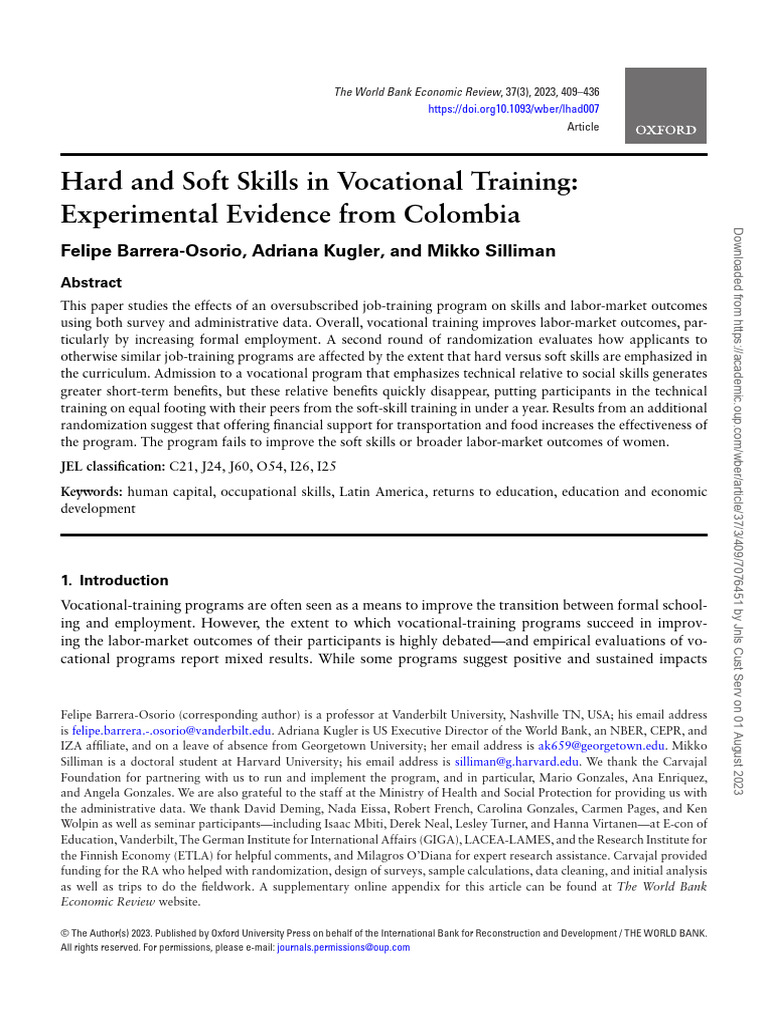 Barrera Kugler & Silliman | PDF | F Test | Vocational Education