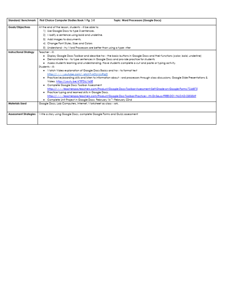 Lesson Plans 1 .Docx | PDF