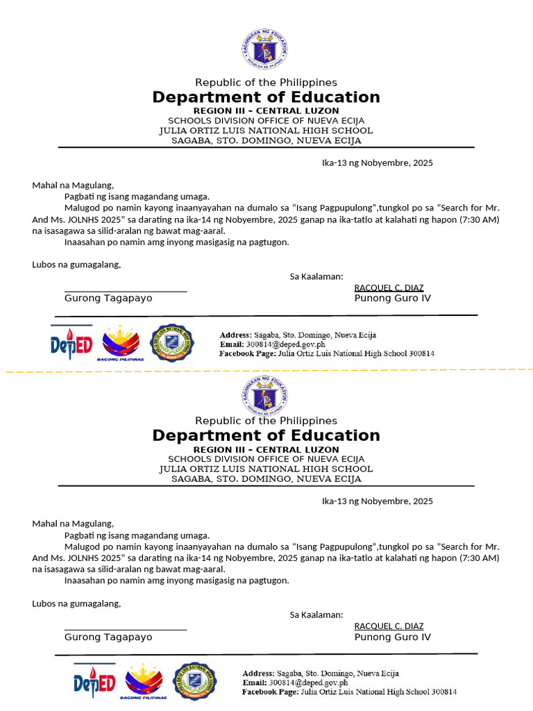 liham paanyaya 3 | PDF