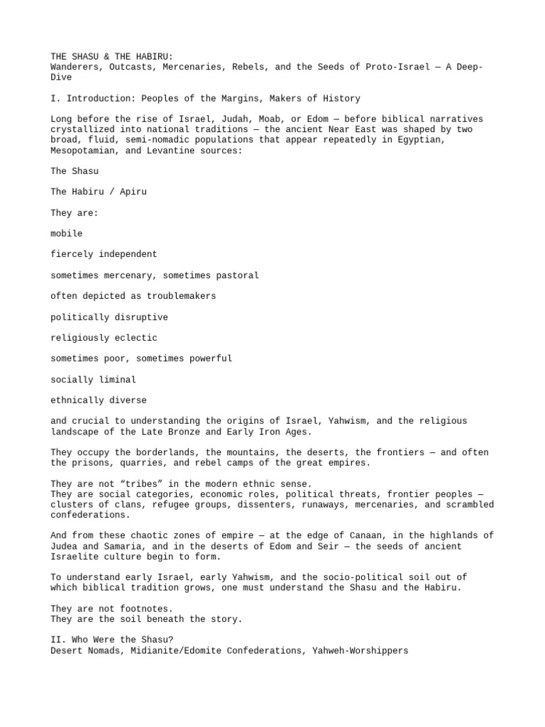 Shasu and Habiru: Origins of Israel | PDF | Yahweh | Canaan