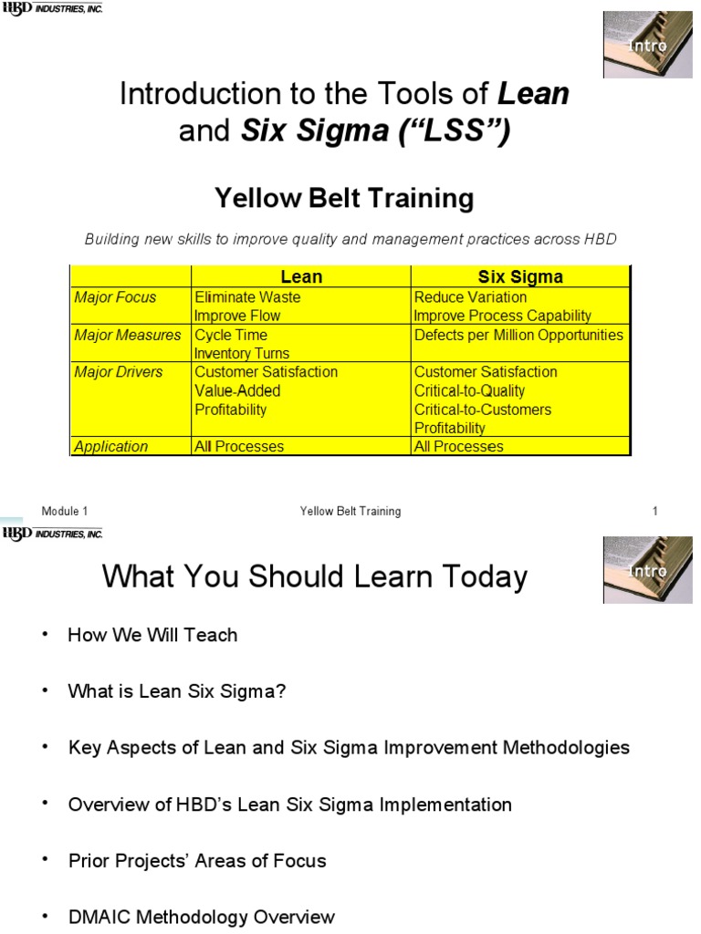 Introduction To The Tools of Lean and Six Sigma ("LSS") : Yellow Belt ...