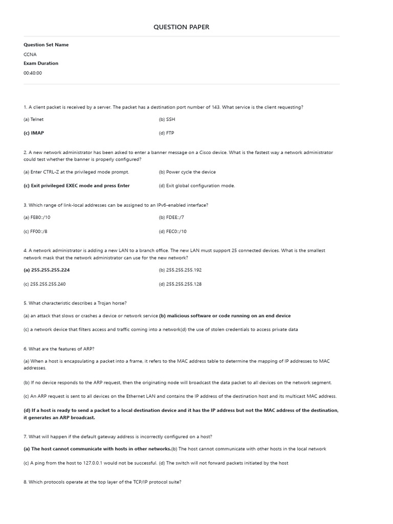 Ccna Paper | PDF | Computer Network | Network Switch
