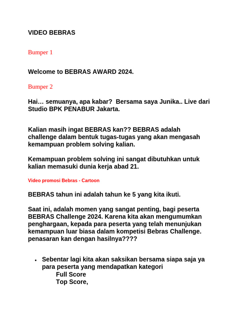 VIDEO AWARDING BEBRAS | PDF