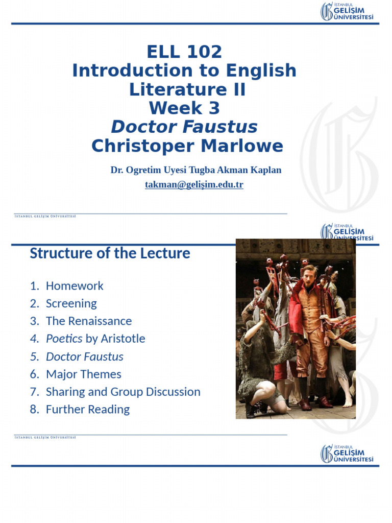 Ell 102 Introduction To English Literature II Week 3 Doctor Faustus ...