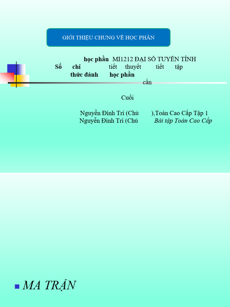 01 Ma Tran - Chuong 1 | PDF